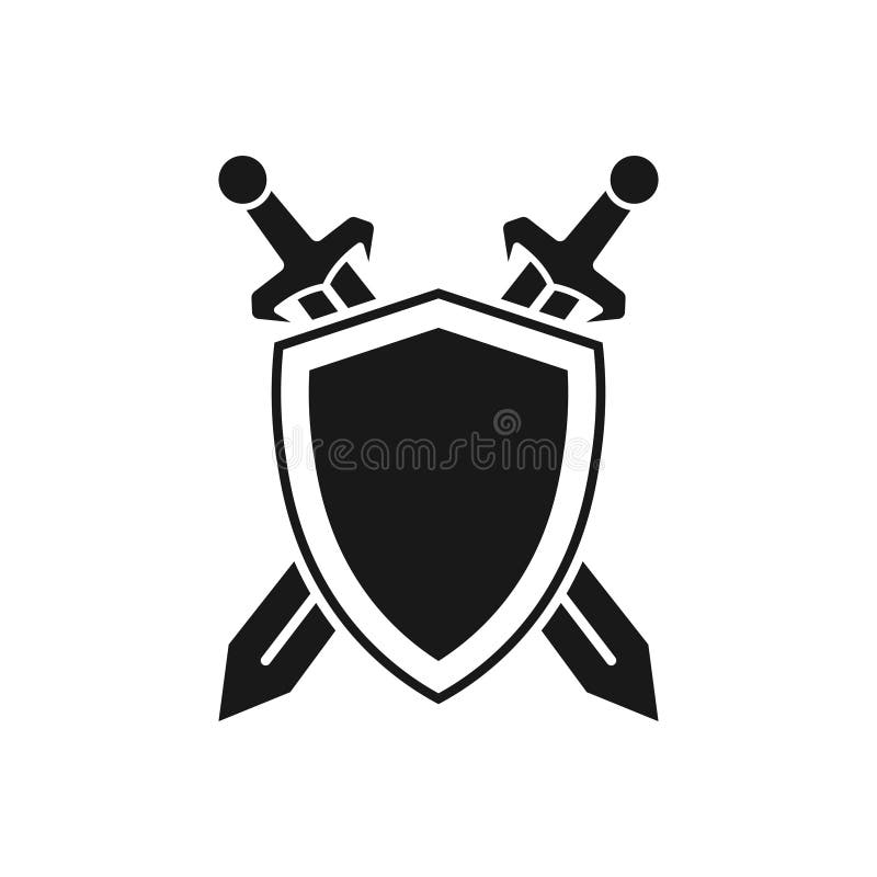 Vector Illstration of Shield with Crossed Swords Icon. Flat Design ...