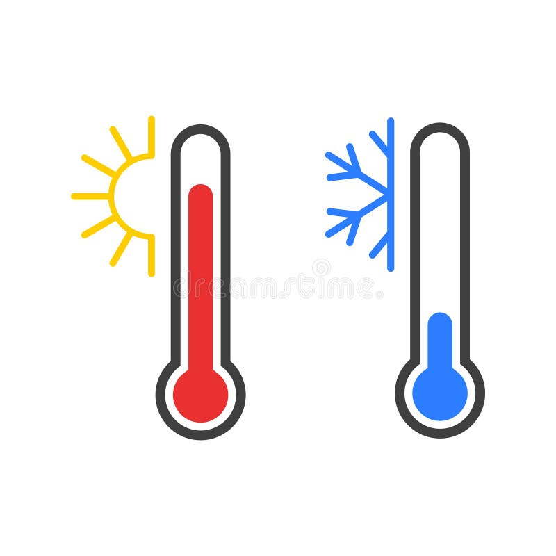 Vector Illstration of Warm and Cold Thermometer Icon. Flat Design ...