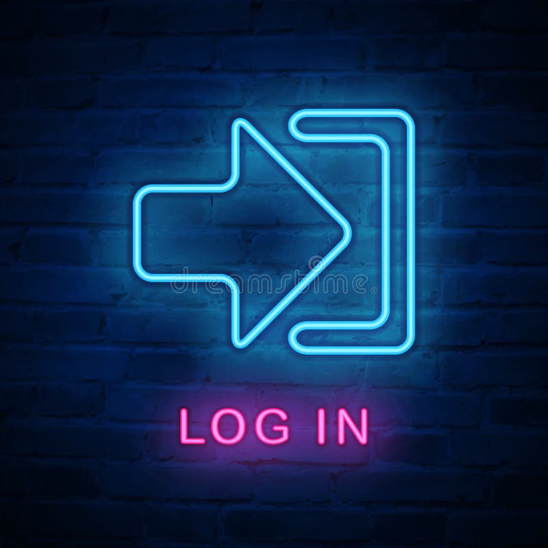Vector Illuminated Neon Light Icon Sign Arrow Log in Stock Vector ...