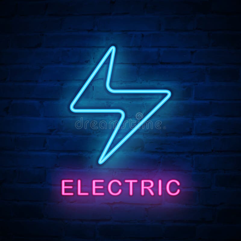 Vector Illuminated Neon Light Icon Sign Electric Lighting Stock Vector ...