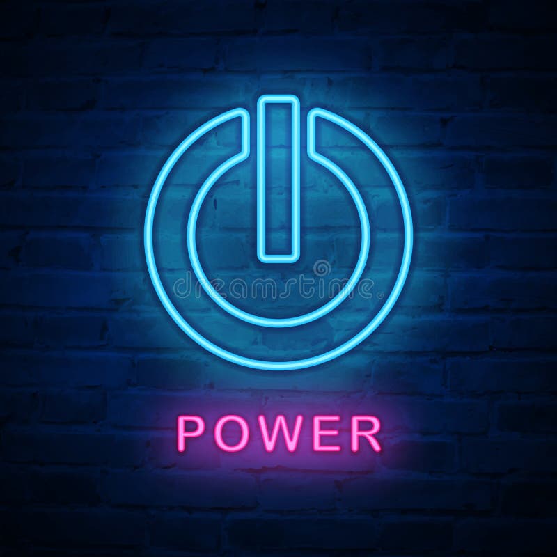 Vector Illuminated Neon Light Icon Sign Power Stock Vector ...
