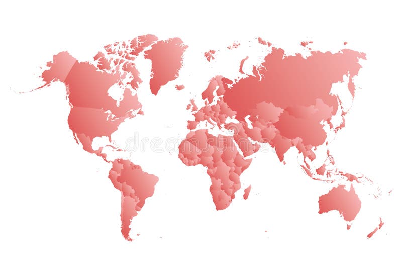 Vector Illustartion of Red Colored World Map on White Background Stock ...