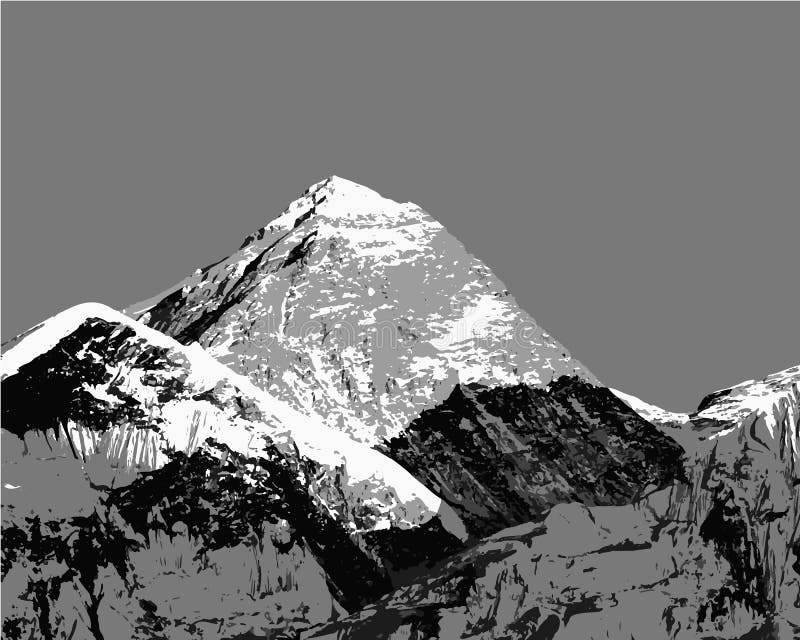 Vector Illustation of Mount Everest, Himalayas, Nepal Stock ...