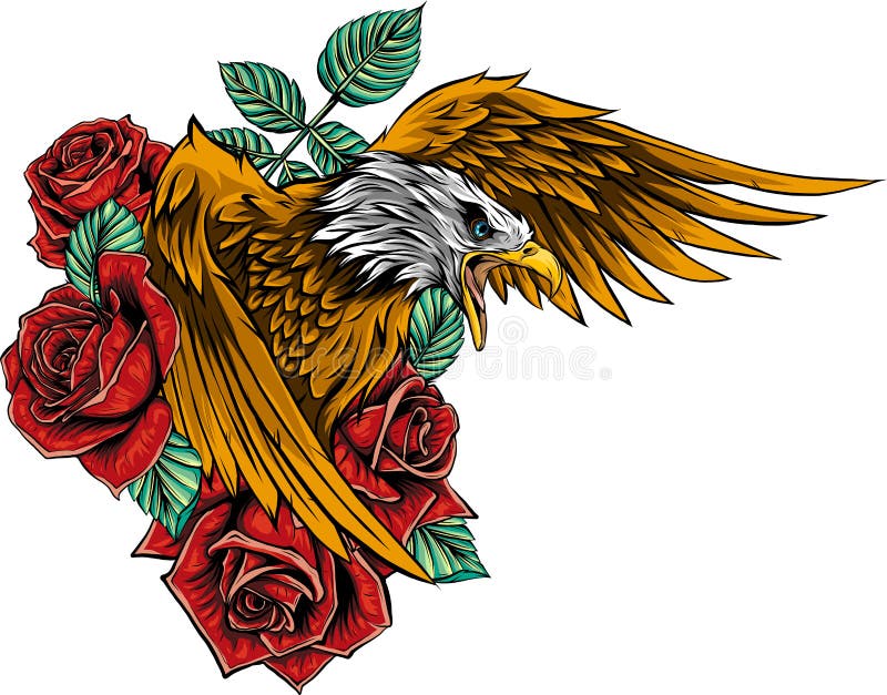 Eagle Roses Tattoo Stock Illustrations – 184 Eagle Roses Tattoo Stock ...