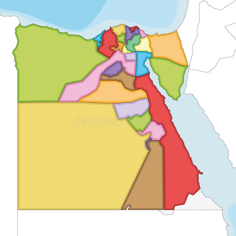 Vector Illustrated Blank Map of Egypt with Governorates or Provinces ...