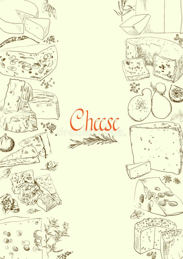 Vector Illustrated Set Cheese Menu. Stock Illustration - Illustration ...