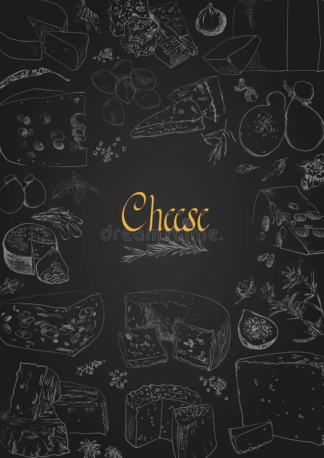 Vector Illustrated Set Cheese Menu. Stock Illustration - Illustration ...