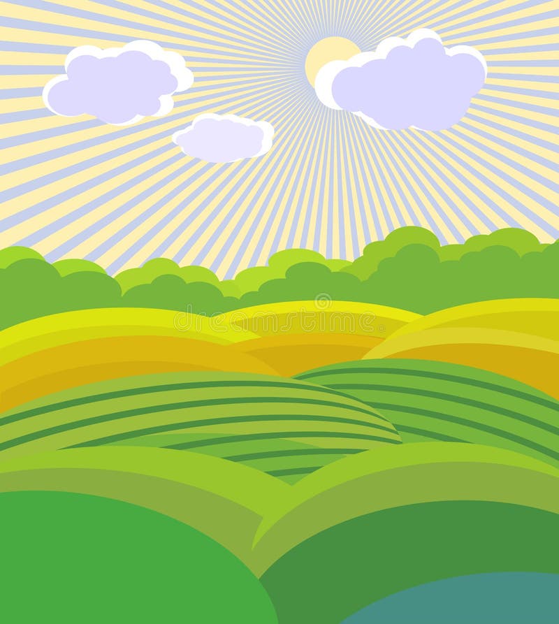 Vector Illustratie Groen Landschap Vector Illustratie - Illustration of ...