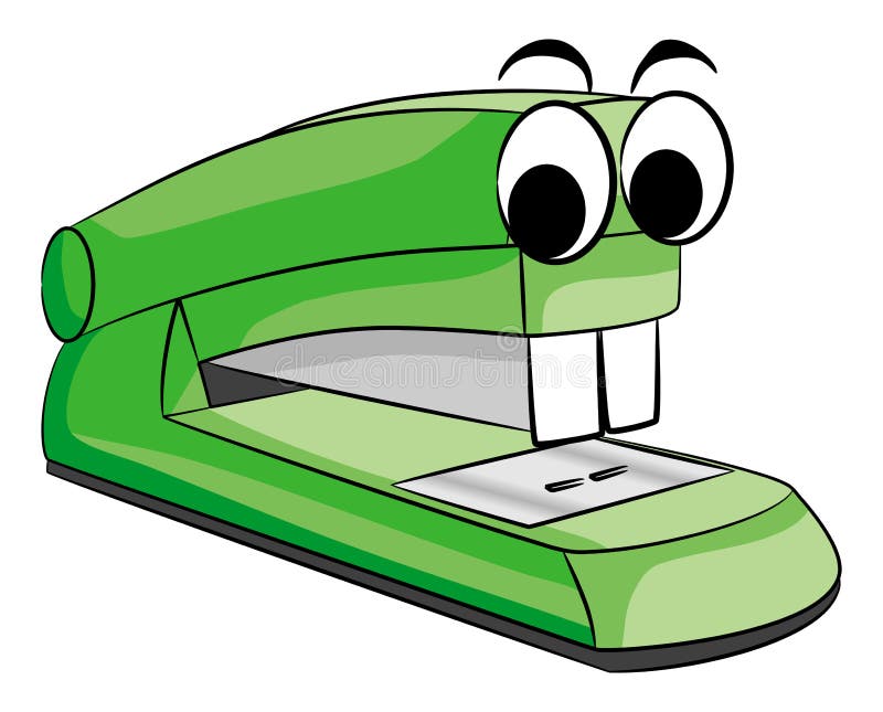 Comic Cartoon Office Stapler Stock Illustration - Illustration of ...