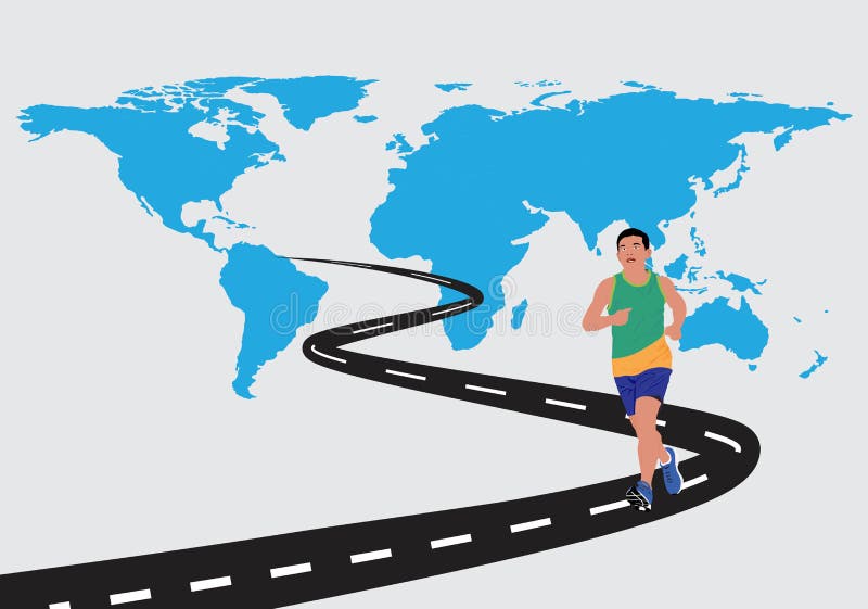 Man Running Around the World Stock Vector - Illustration of jogger ...