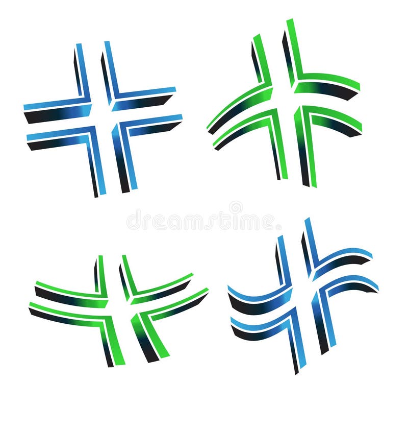Vector Illustration of 3D Cross Logo Stock Vector - Illustration of ...