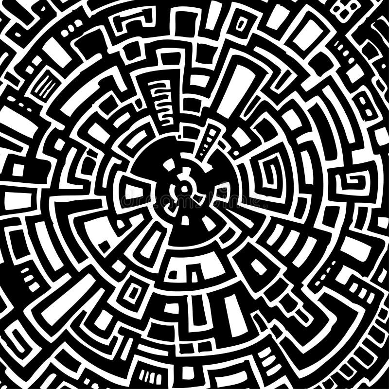 Circular Maze Design with Intricate Patterns on Light Background Stock ...