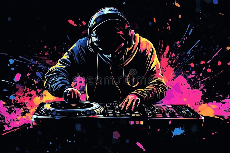 A Vector Illustration of an Abstract DJ Character with Splashes and ...