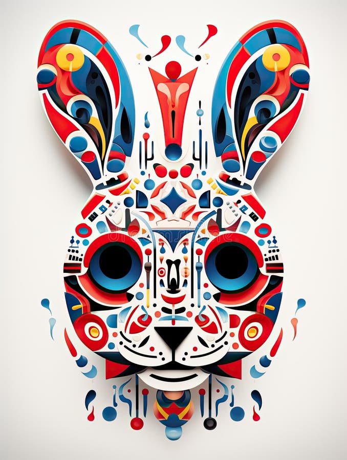 Illustration of Abstract Ethnic Patterned Rabbit Head for Your Design ...