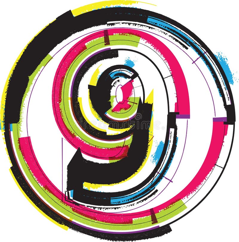Colorful Grunge Font NUMBER 9 Stock Vector - Illustration of cmyk ...