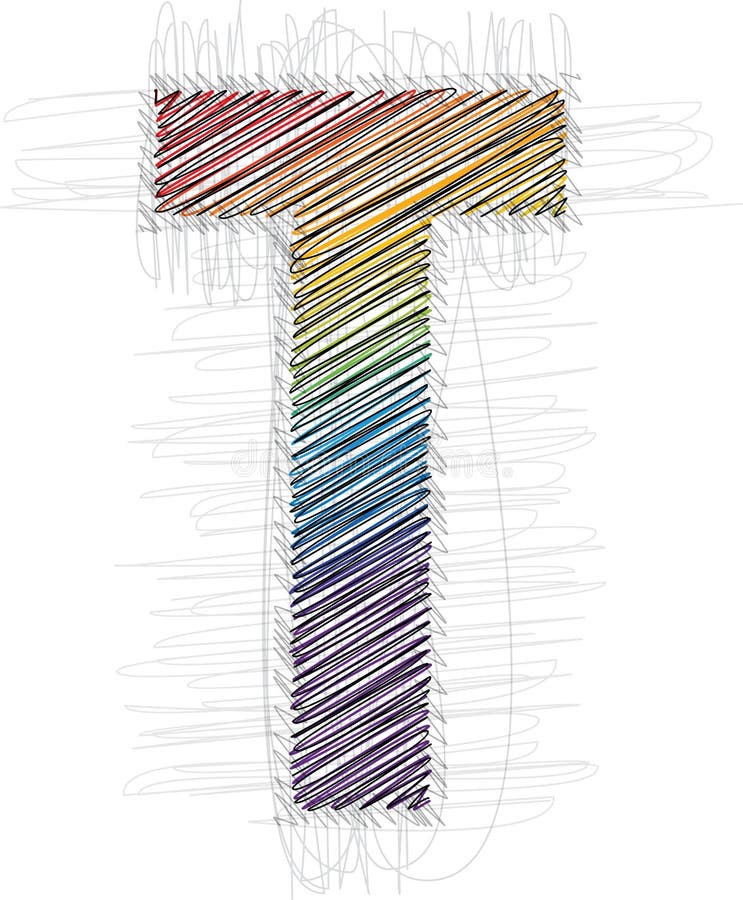 Hand draw font LETTER T stock vector. Illustration of design - 101819901