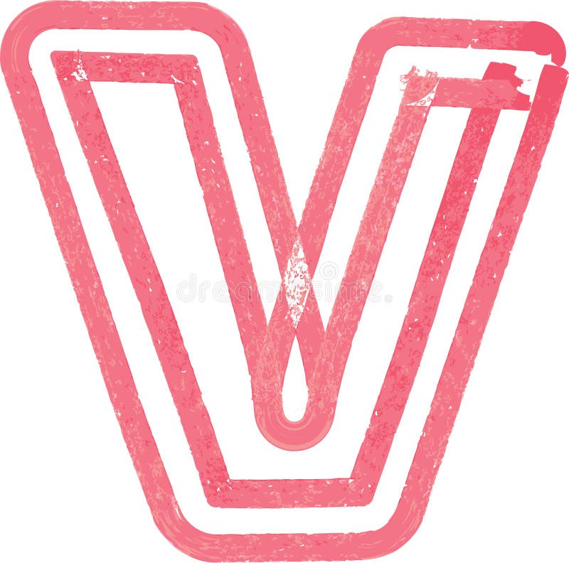 Lowercase Letter V Drawing with Red Marker Stock Vector - Illustration ...