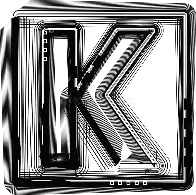Striped Font Letter K stock vector. Illustration of script - 101818108