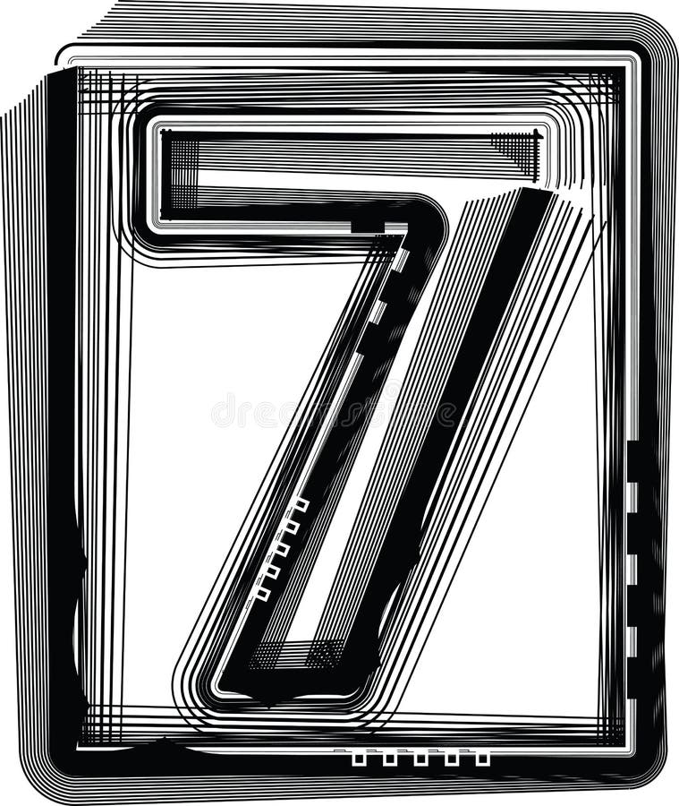 Striped font NUMBER 7 stock vector. Illustration of isolated - 101818632