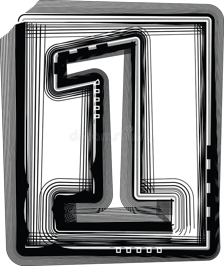 Striped font NUMBER 1 stock vector. Illustration of calligraphy - 101818788