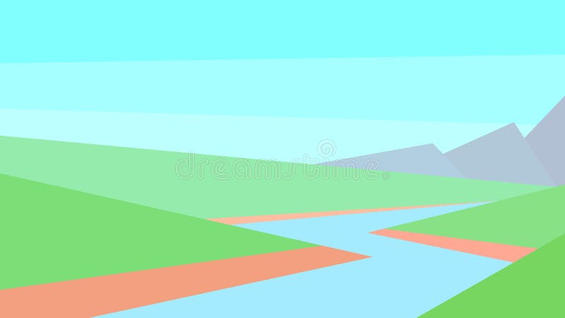 Abstract Geometric River Landscape Stock Vector - Illustration of color ...