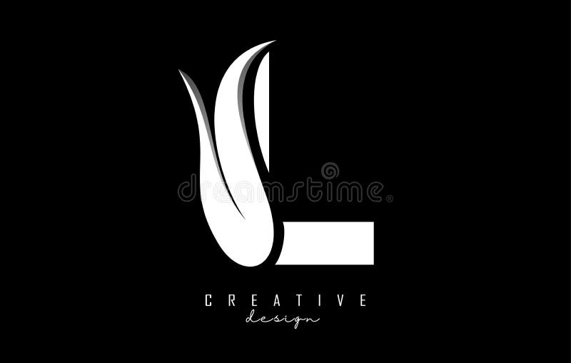 Vector Illustration of Abstract Letter L with White Leaf Design. Stock ...