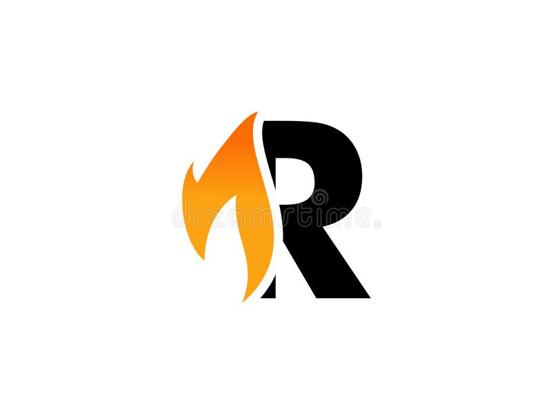 Letter R Logo, Abstract Letter R with Fire Flames Vector Illustration ...