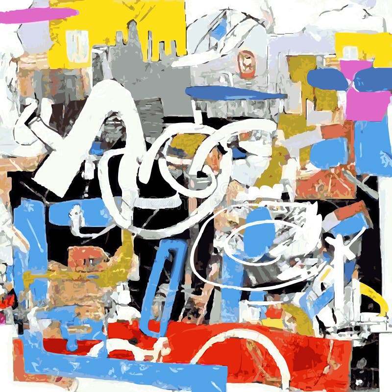 Vector Illustration Abstract Network Design Intricate Collage Splash ...