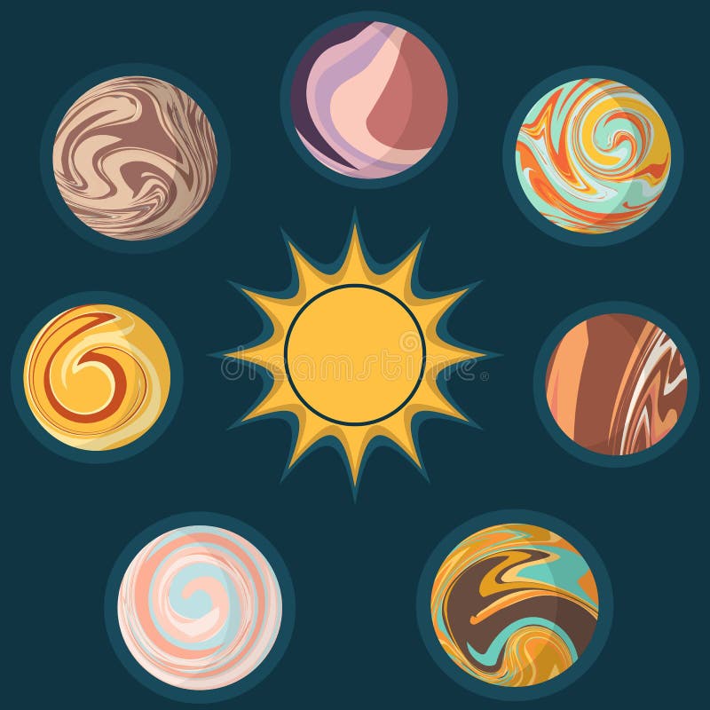 Vector Illustration of Abstract Planets. Stock Vector - Illustration of ...