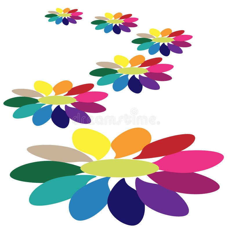 Vector Illustration of Abstract Rainbow Floral Design. Multicolored ...