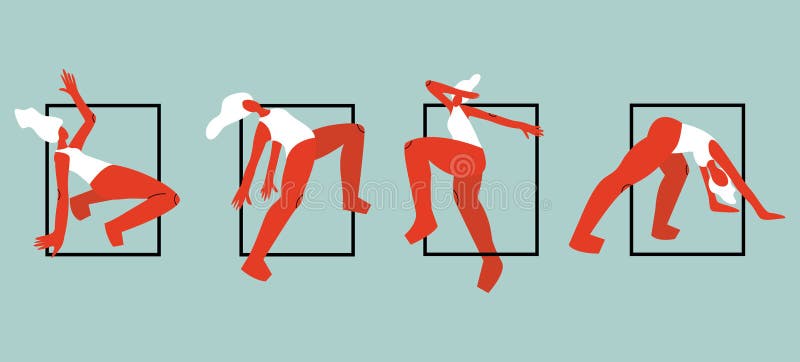 Vector Illustration with Acrobat Women. Cartoon Character Stock Vector ...