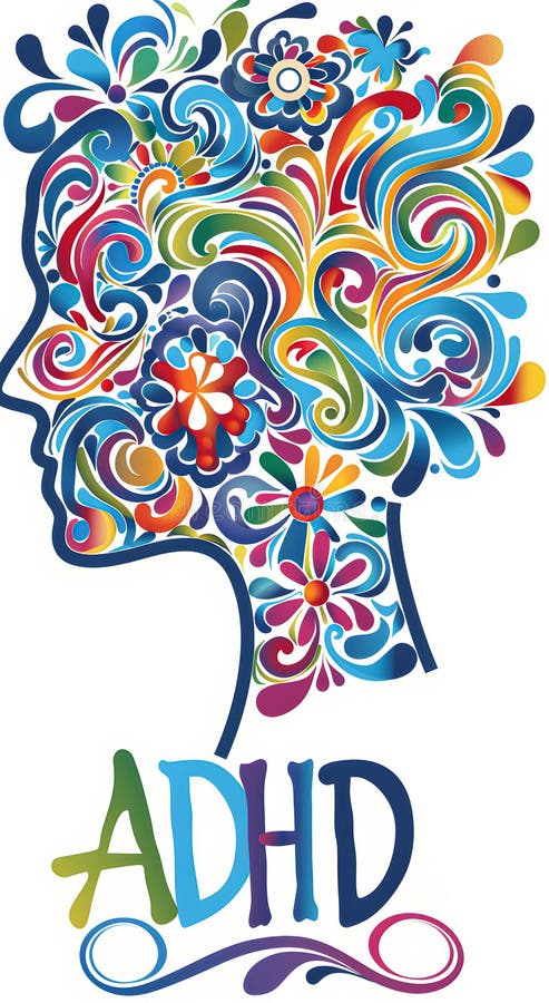 Vector Illustration of ADHD Isolated on White Background. Psychology ...