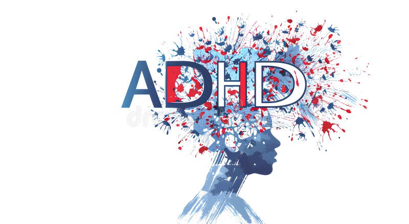Vector Illustration of ADHD Isolated on White Background. Psychology ...