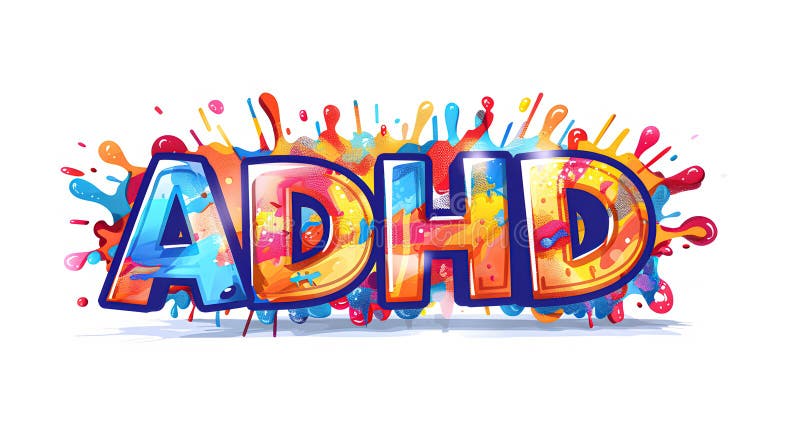 Vector Illustration of ADHD Isolated on White Background. Psychology ...