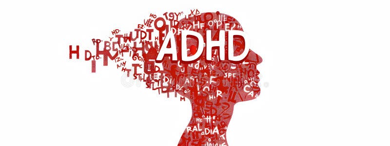 Vector Illustration of ADHD Isolated on White Background. Psychology ...