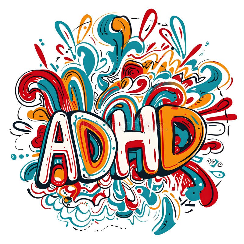 Vector Illustration of ADHD Isolated on White Background. Psychology ...