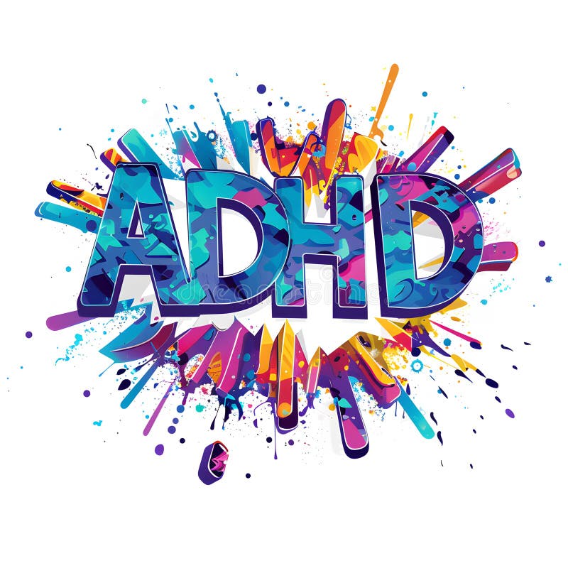 Vector Illustration of ADHD Isolated on White Background. Psychology ...