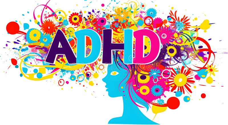Vector Illustration of ADHD Isolated on White Background. Psychology ...