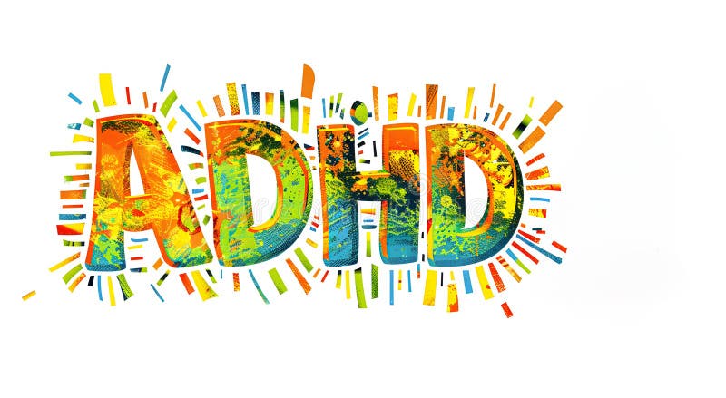 Vector Illustration of ADHD Isolated on White Background. Psychology ...