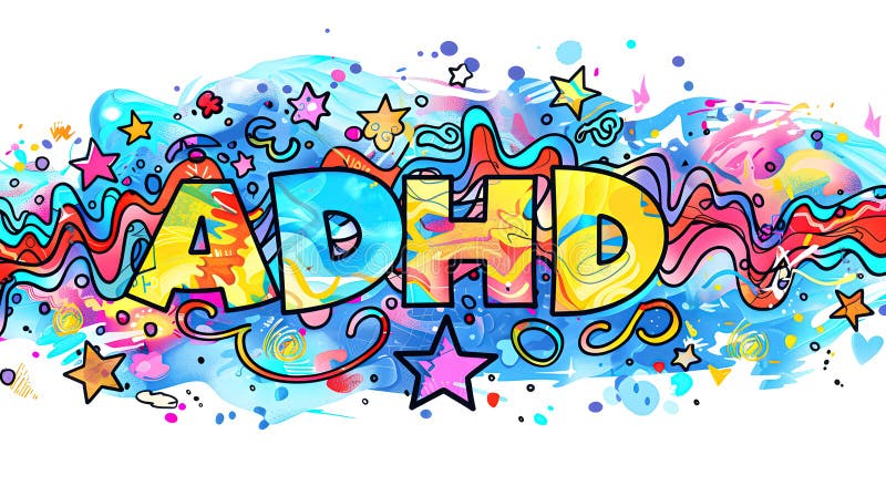 Vector Illustration of ADHD Isolated on White Background. Psychology ...