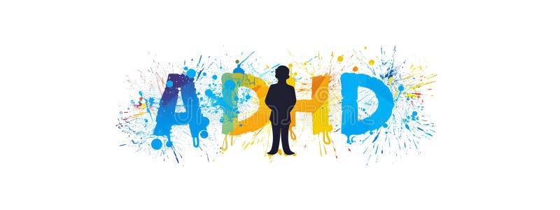 Vector Illustration of ADHD Isolated on White Background. Psychology ...