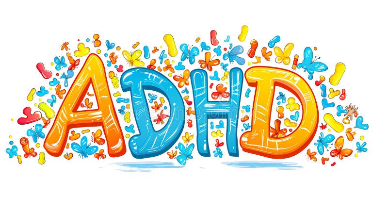 Vector Illustration of ADHD Isolated on White Background. Psychology ...