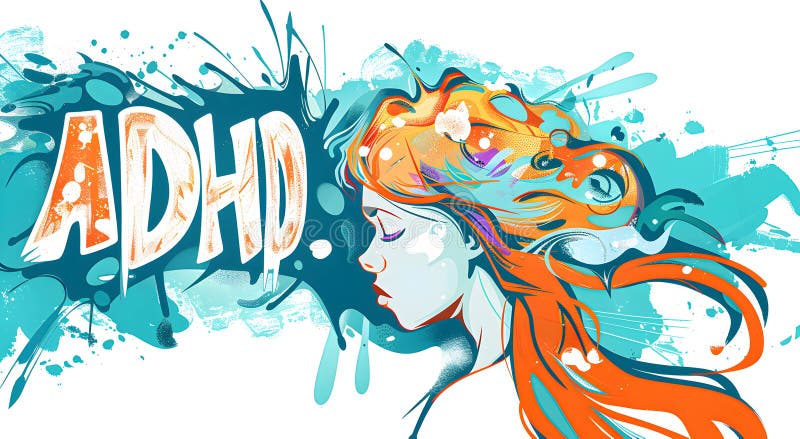 Vector Illustration of ADHD Isolated on White Background. Psychology ...