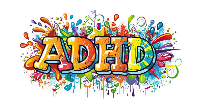 Vector Illustration of ADHD Isolated on White Background. Psychology ...