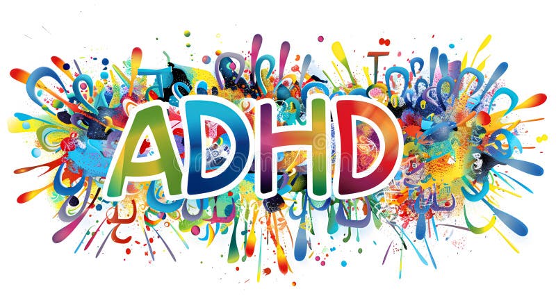 Vector Illustration of ADHD Isolated on White Background. Psychology ...