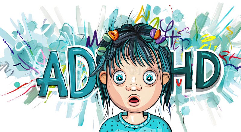 Vector Illustration of ADHD Isolated on White Background. Psychology ...