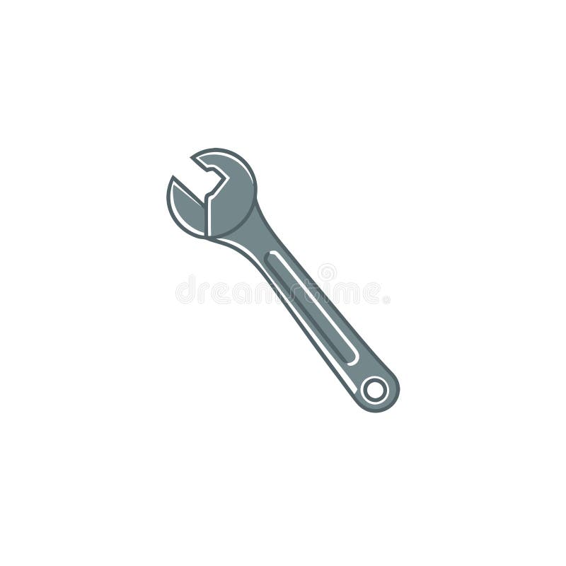 Vector Illustration of Adjustable Wrench Tool for Print and Design ...