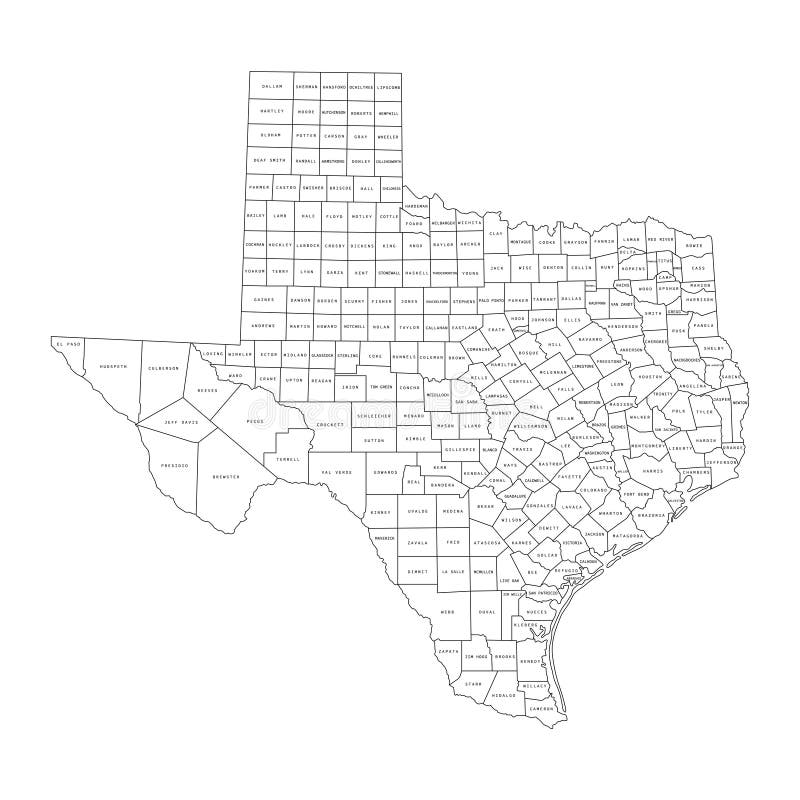 Vector Illustration of Administrative Division Map of Texas. Vector Map ...
