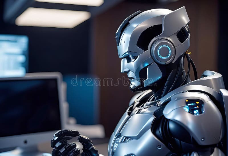 Vector Illustration, Adorable 3D Robot Character Interacting with ...