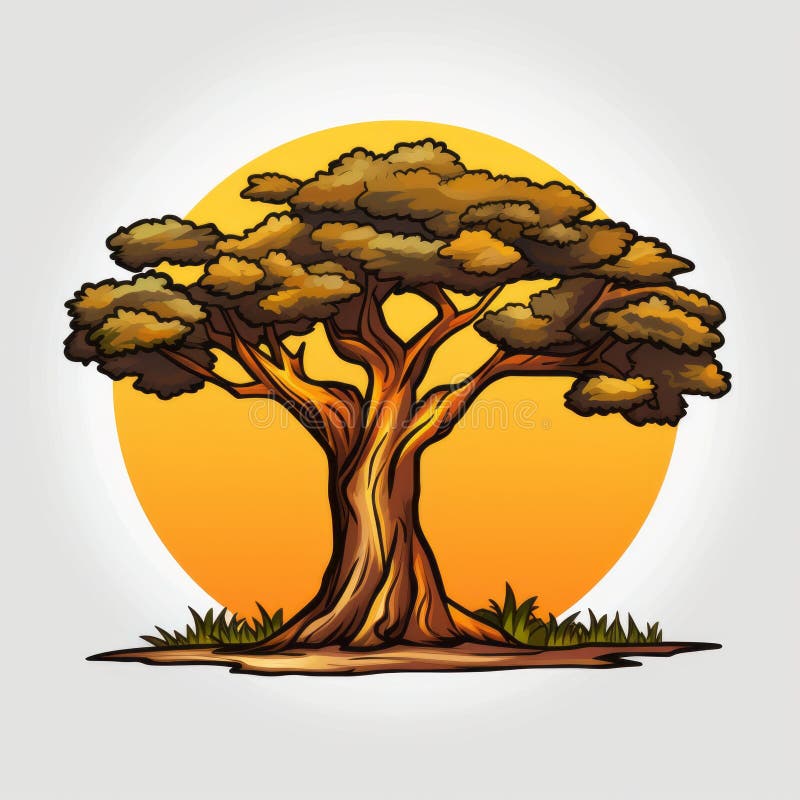 Vector Illustration of an African Tree Stock Illustration ...